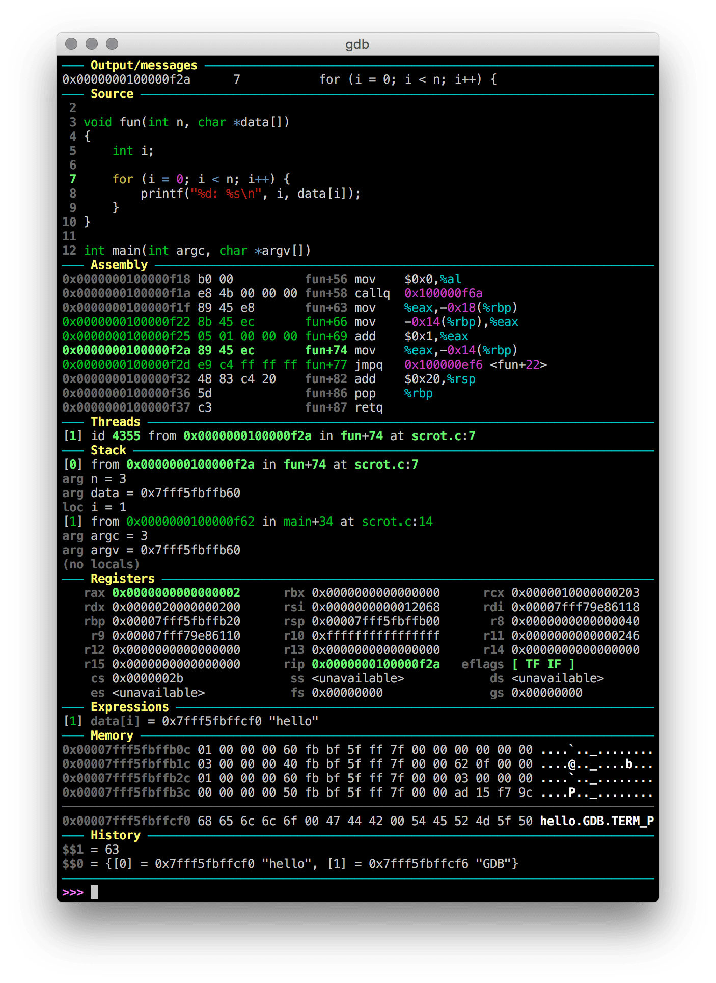 Gdb Dashboard Modular Visual Interface For Gdb In Python