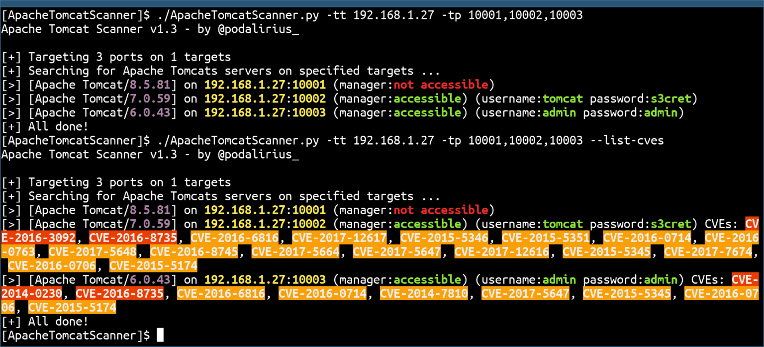 Apache Tomcat Scanner: scan for Apache Tomcat server vulnerabilities Apache Tomcat Scanner: scan for Apache Tomcat server vulnerabilities